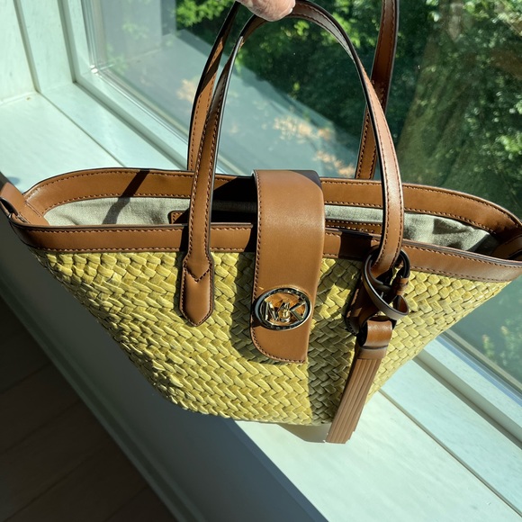 Michael Kors | Bags | Michael Kors Small Malibu Straw Bag In Brown ...